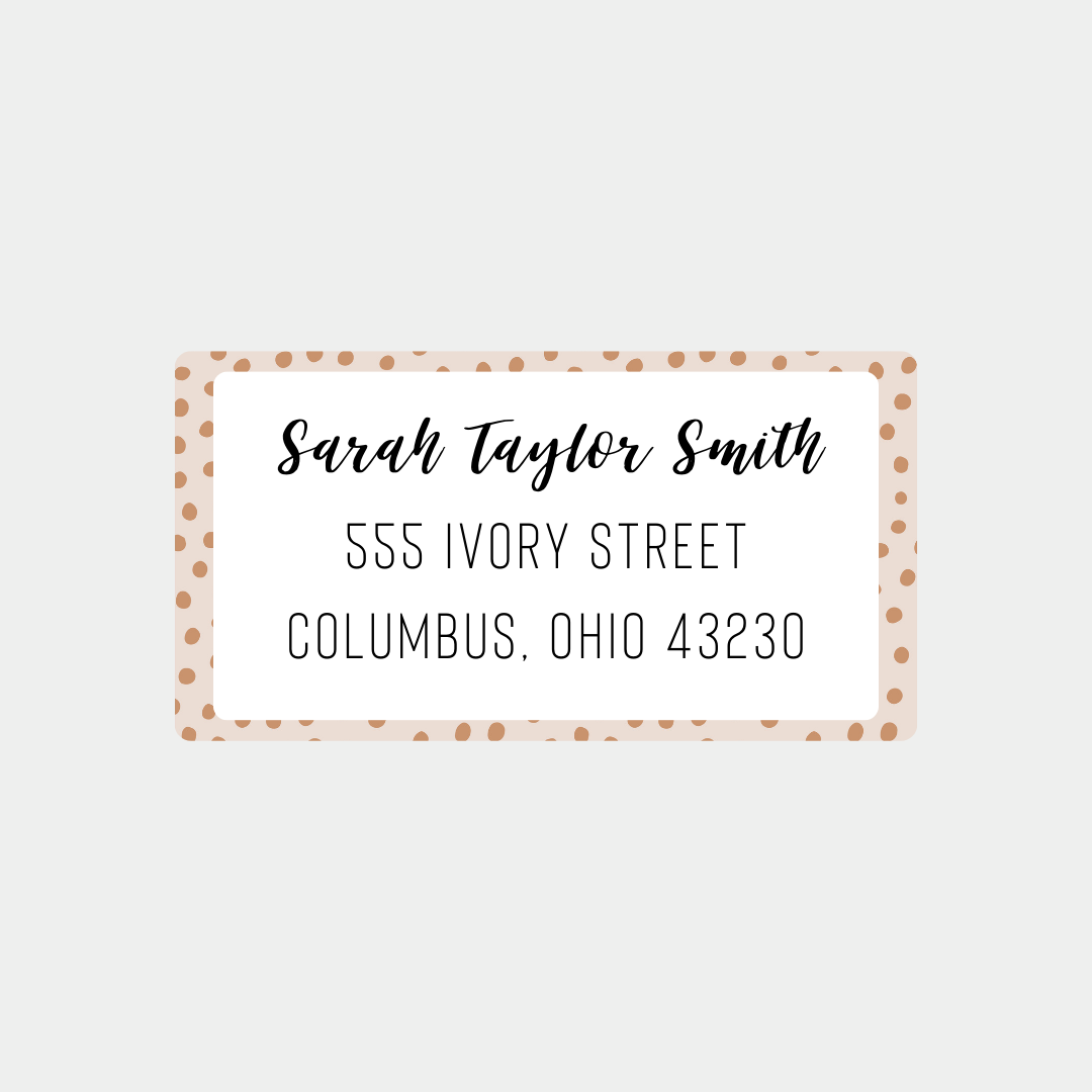 Spotted Tan - Return Address Labels – Ivory Paper Co