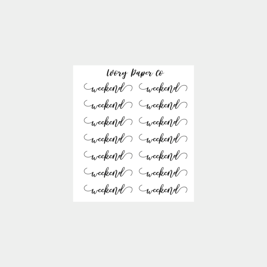 Weekend Script Sticker Sheet – Ivory Paper Co