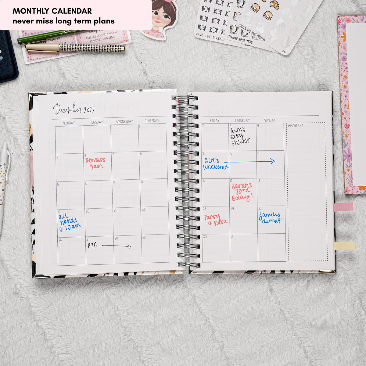 Daily Planner Cute Flowers | Elegant 2025 Day Planner for Women – Ivory ...