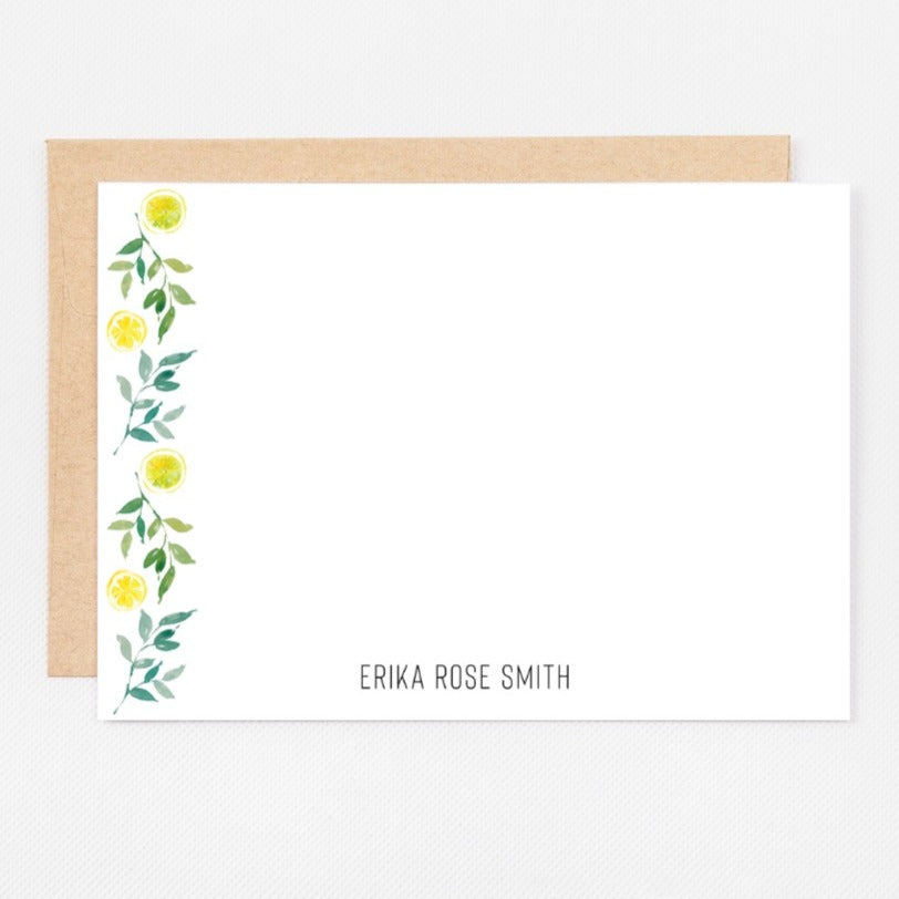 Personalized Stationery Notecards | Lemon Border Set – Ivory Paper Co
