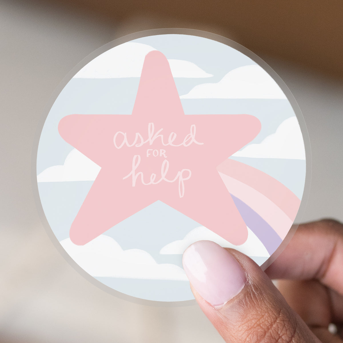 CLEAR "Asked For Help" Sticker | 3x3 in – Ivory Paper Co