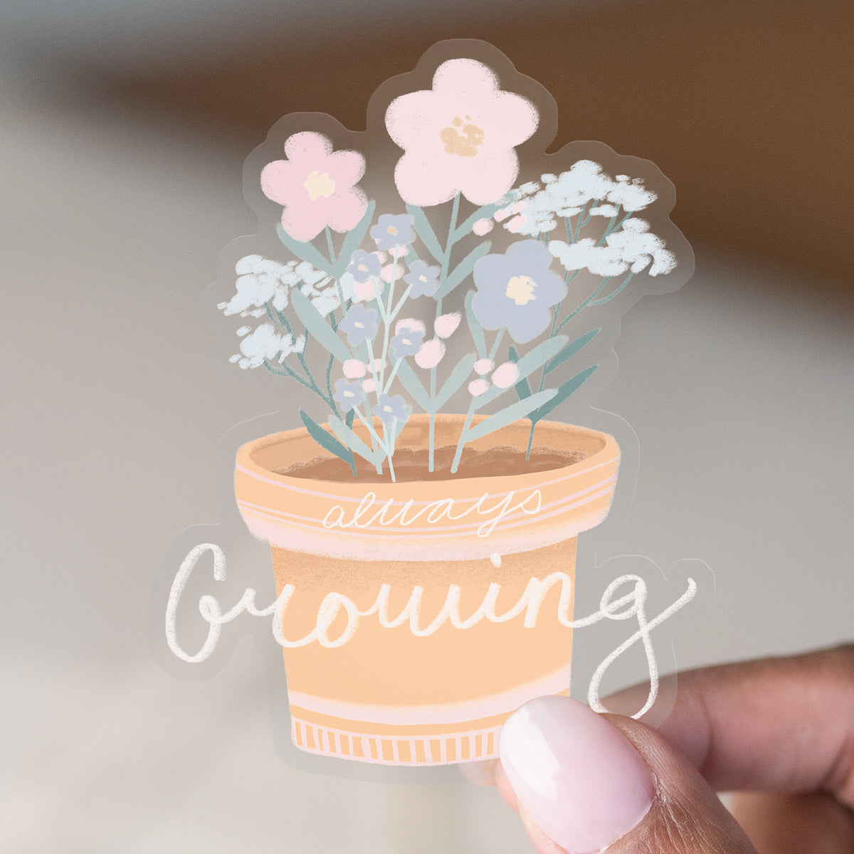 Always Growing | Clear Flower Stickers | 3x2.3 in – Ivory Paper Co