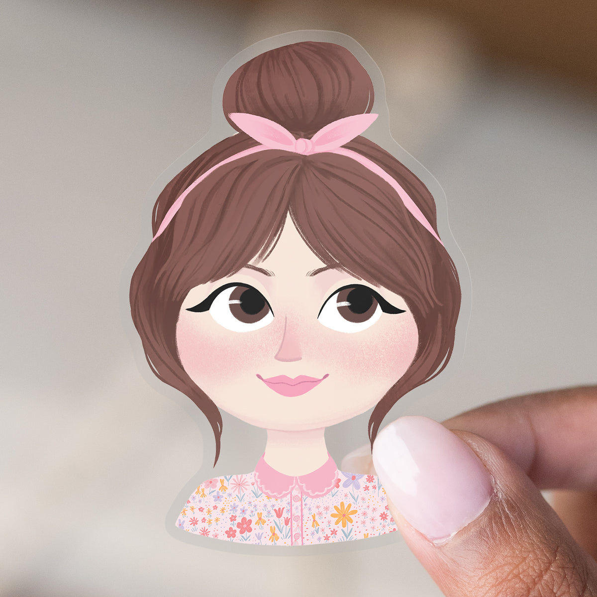 Ivory Girls (Amelia) | Clear Sticker Brunette Girl | 3x2 in – Ivory ...